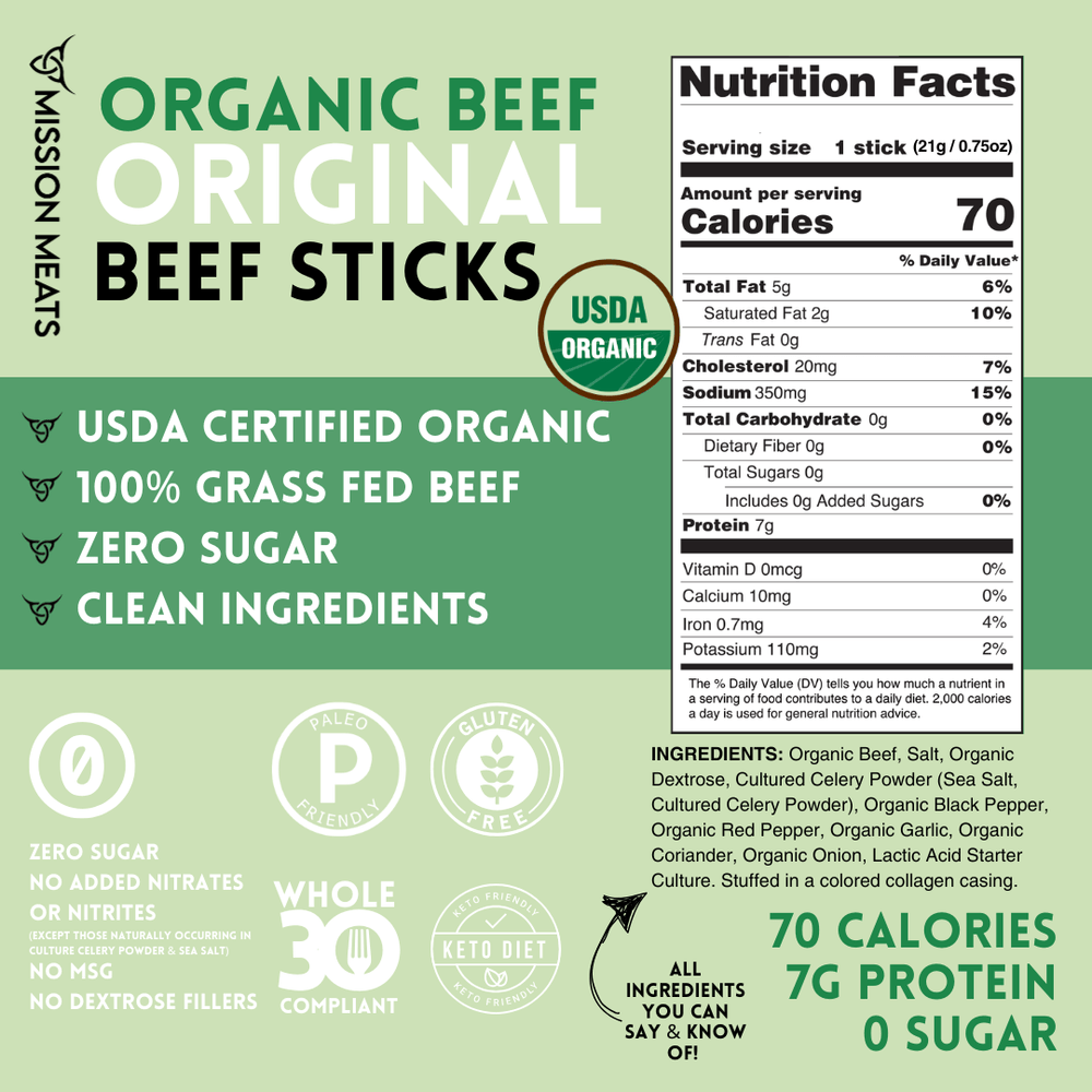 Certified USDA Organic Beef Sticks | Mission Meats