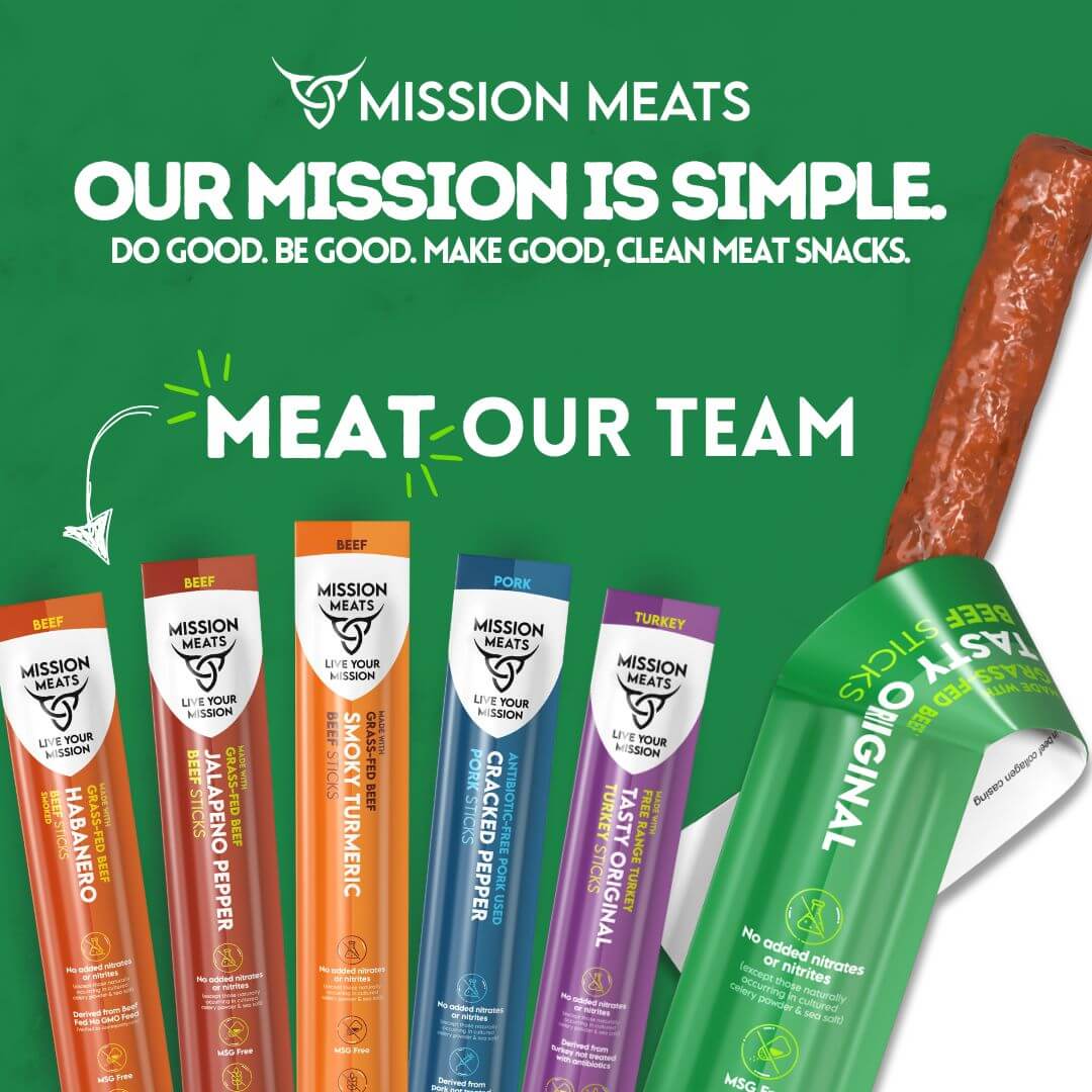Healthy Protein Snacks Mission Meats Grass Fed Beef Sticks - Sugar Free ...